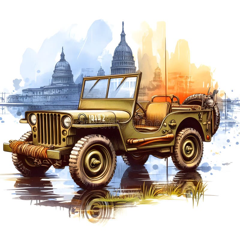 Digital Illustration of a Jeep Stock Illustration - Illustration of ...