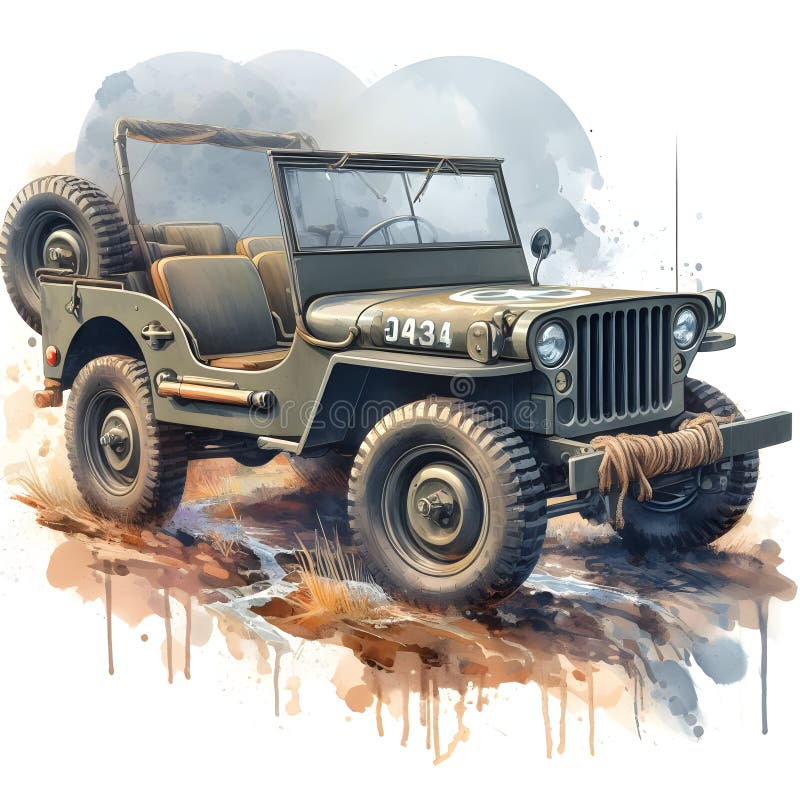 Digital Illustration of a Jeep Stock Illustration - Illustration of ...