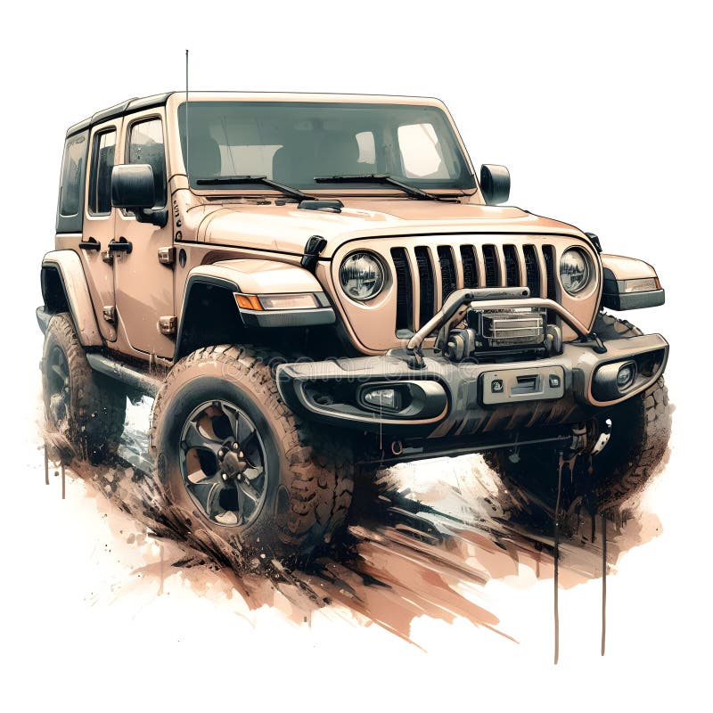 Digital Illustration of a Jeep Stock Illustration - Illustration of ...