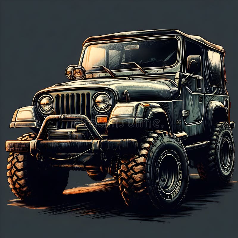 Digital Illustration of a Jeep Stock Illustration - Illustration of ...