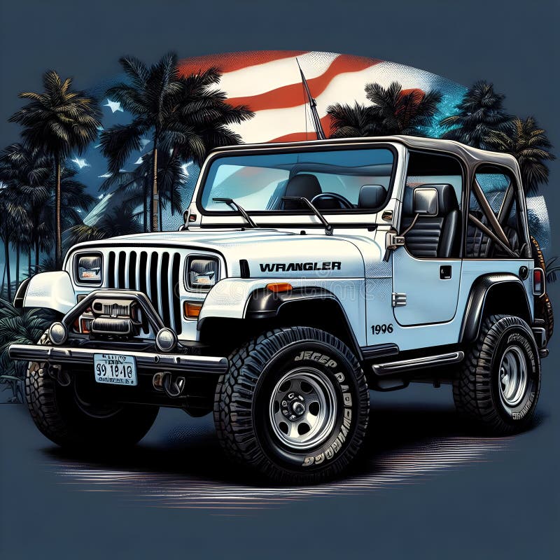 Digital Illustration of a Jeep Stock Illustration - Illustration of ...
