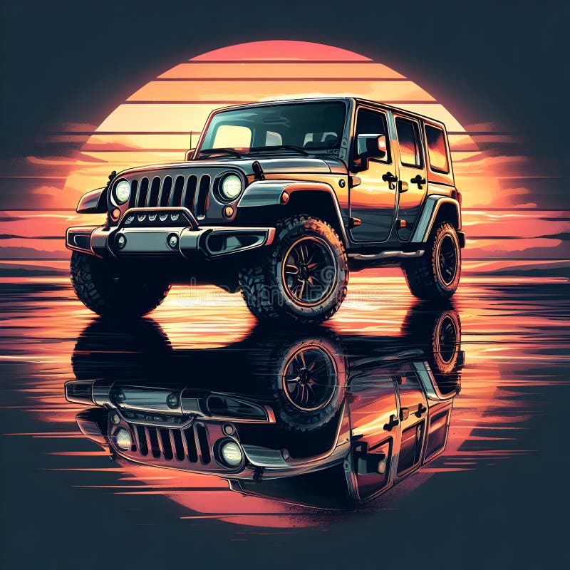Digital Illustration of a Jeep Stock Illustration - Illustration of ...