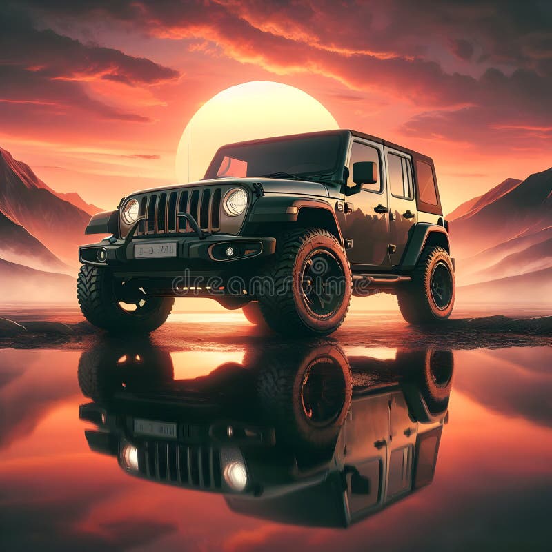 Digital Illustration of a Jeep Stock Illustration - Illustration of ...