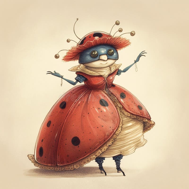 Lady Bug Lady. Ai Generated. Stock Illustration - Illustration of cute ...