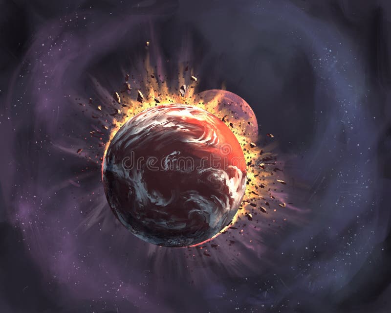 Collision of the Planets in Space Stock Illustration - Illustration of ...