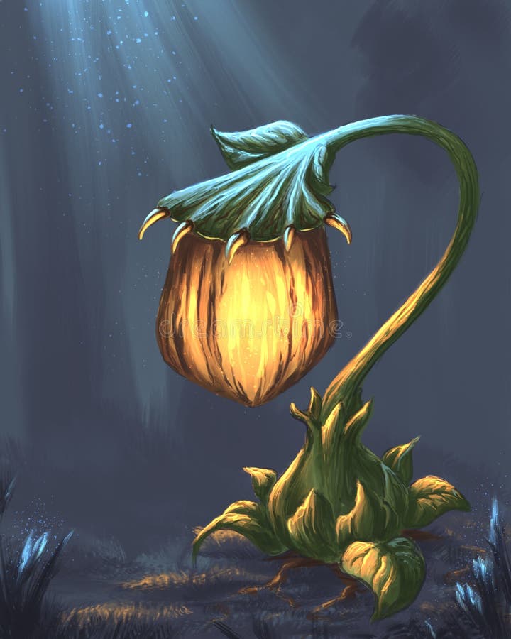 Fantasy Plant in the Forest Stock Illustration - Illustration of ...