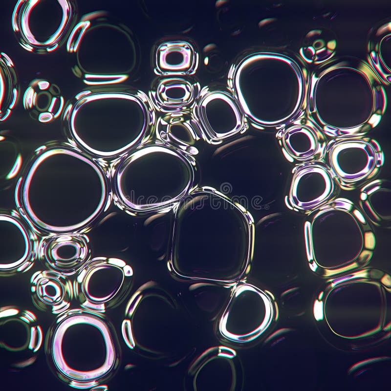 Digital Illustration of Liquid Glass Shapes Interacting with Bright ...