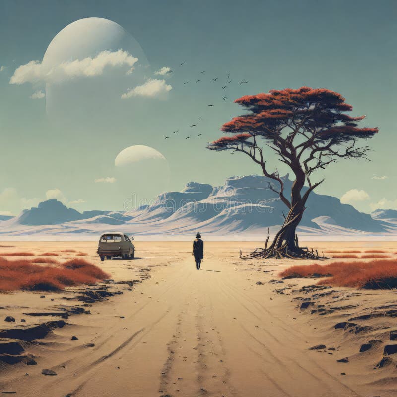 Digital Illustration of a Man in the Desert Stock Illustration ...