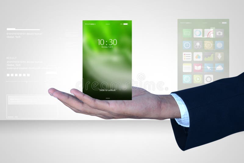 Man Hand Showing Touch Screen Stock Photo - Image of path, copy: 102534964