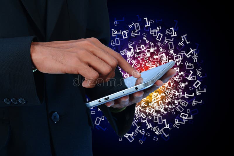 Man Showing the Binary Digits with Tablet Computer Stock Image - Image of businessman, looking ...