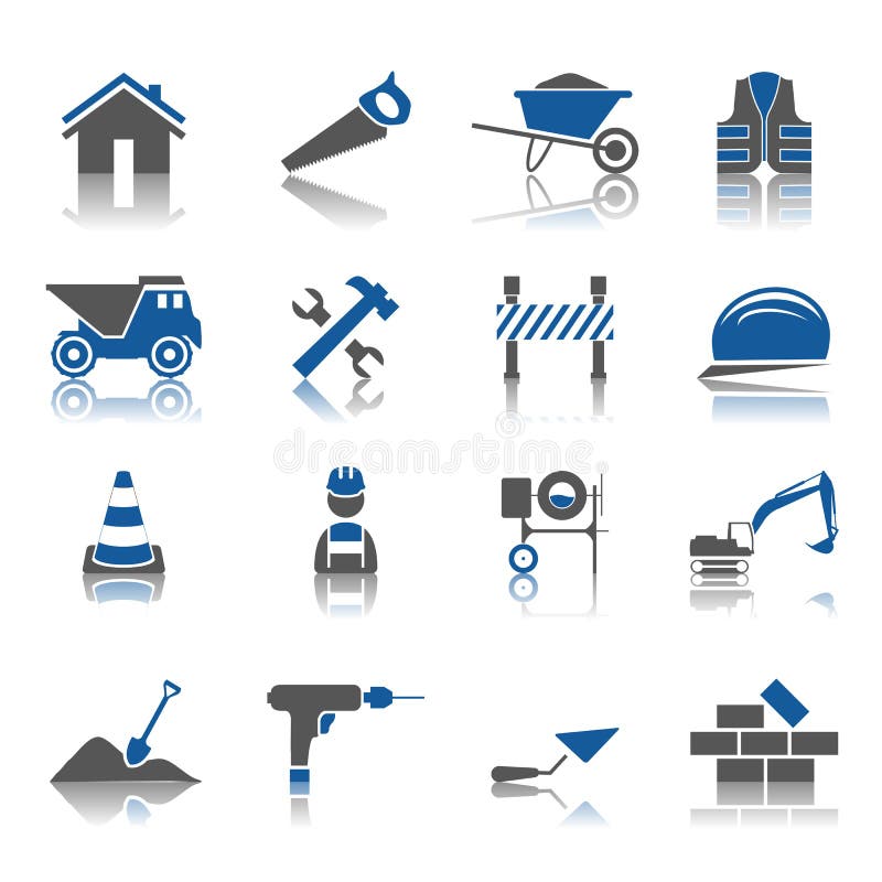 Digital Illustration of Many Different Construction Icons on a White ...