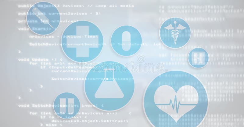 Digital Illustration of Medical Icons Over Data Processing Stock Image ...