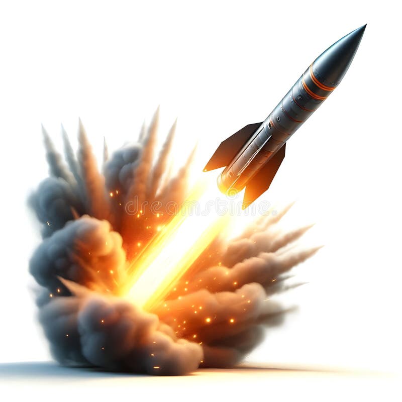 A Missile Launching from a White Background Stock Illustration ...