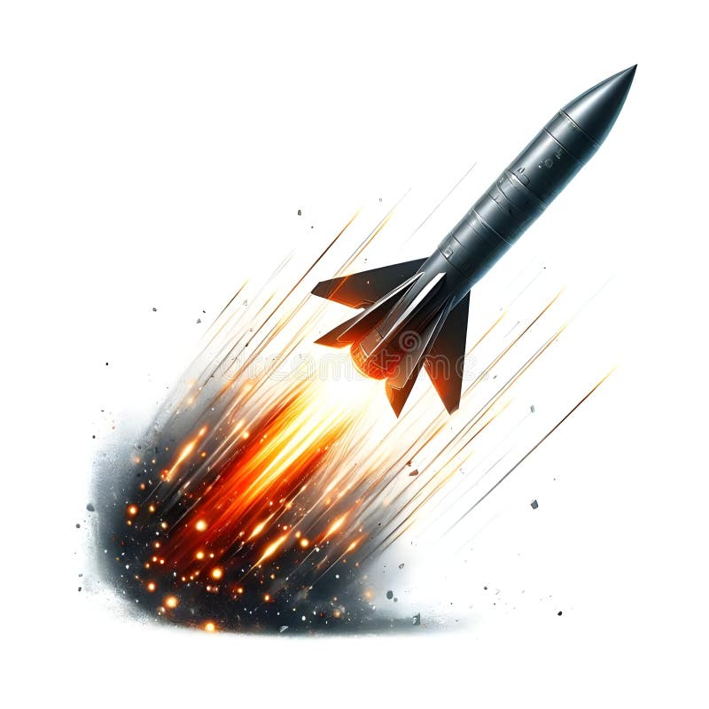 A Missile Launching from a White Background Stock Illustration ...