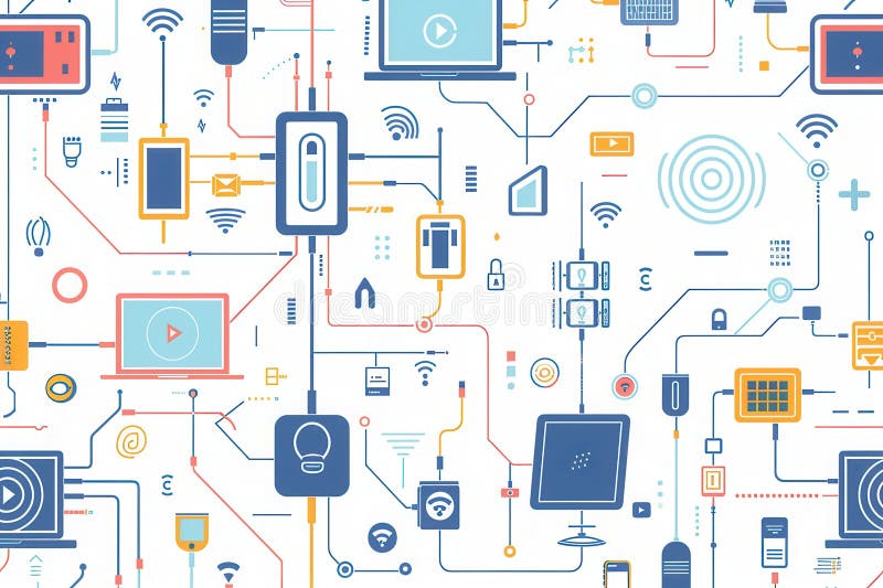 Digital Illustration of a Modern Home Network with Routers, Modems, and ...