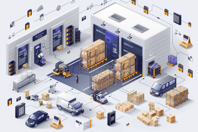 Modern Warehouse Operations with Inventory Management and Vehicles ...