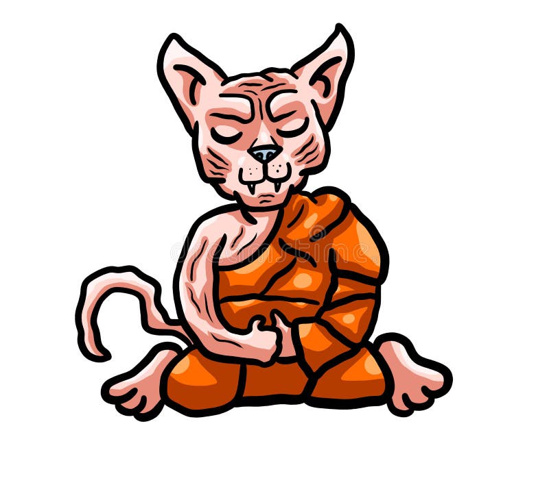 Monk Sphynx Cat stock illustration. Illustration of graphic - 125753367