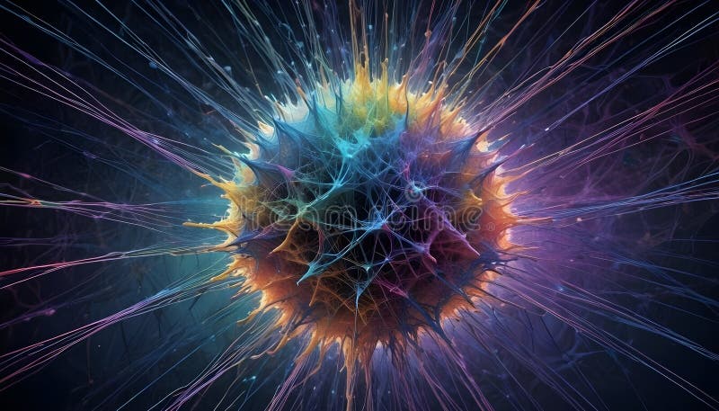 A Digital Illustration of a Multi-colored Sphere with Spiky, Thread ...