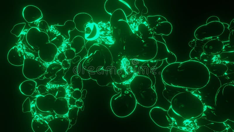 Digital Illustration of Multiplying Bacterial Cells Against a Black ...