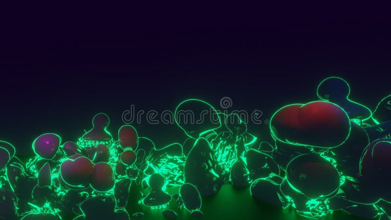 Digital Illustration of Multiplying Bacterial Cells Against a Black ...