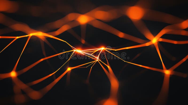 A Digital Illustration of a Network of Orange and Yellow Lines Against ...