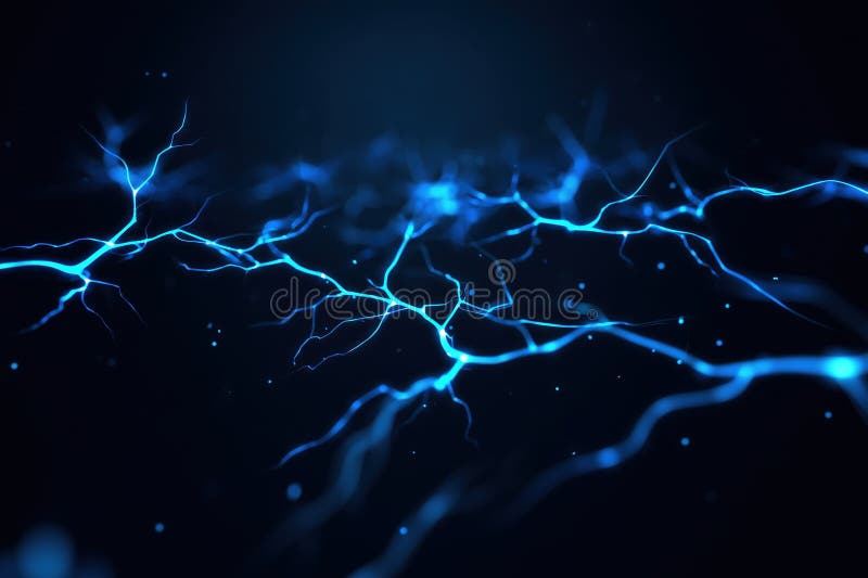 Neural Network Connection in Brain. Electrical Impulses and Digital ...