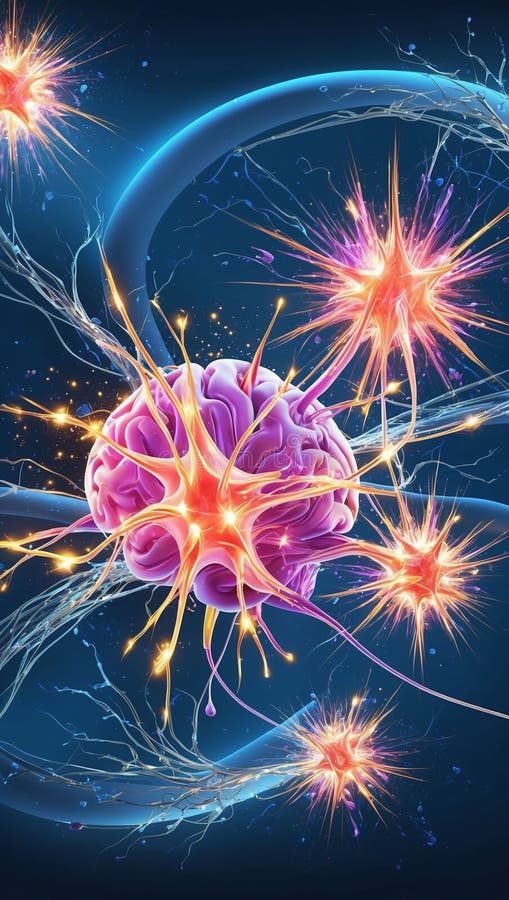 Digital Illustration of Neurons and Synapses Representing the Process ...