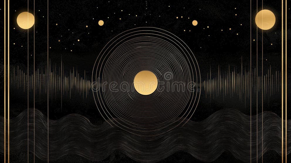 A Digital Illustration of a Night Sky with Three Moons, a Sun, and a ...