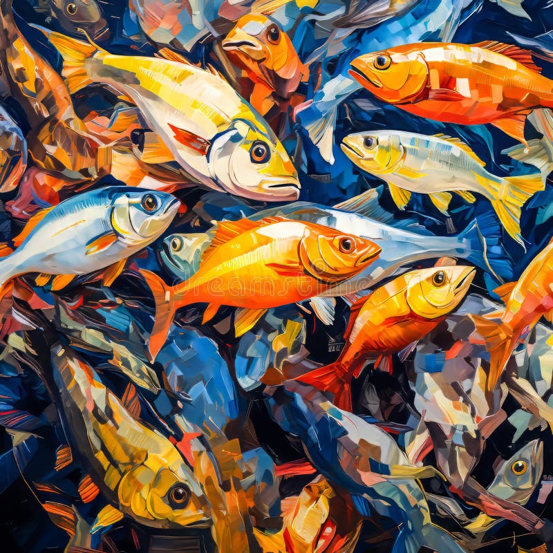Fish Oil Painting. Generated Image. Stock Illustration - Illustration ...