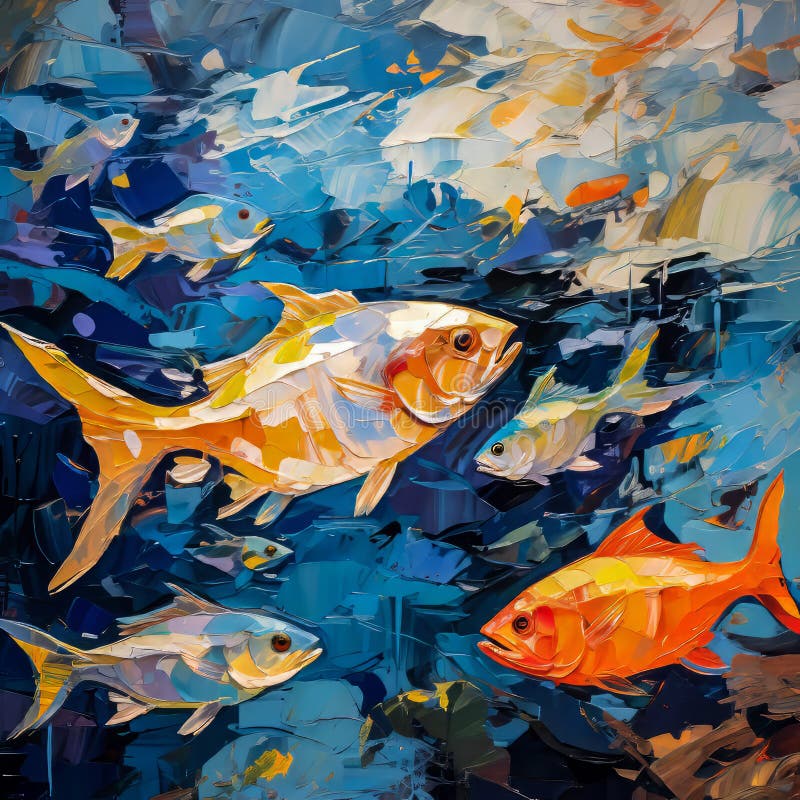 Fish Oil Painting. Generated Image. Stock Illustration - Illustration ...