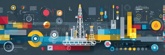 Digital Illustration of an Oil Rig Integrated with User Interface ...