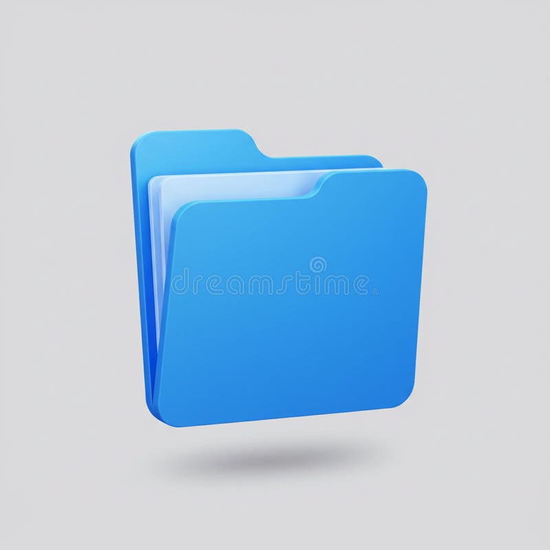 A Digital Illustration of an Open Blue Folder Icon with a Light ...