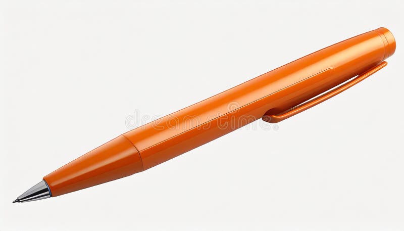 Digital Illustration of an Orange Pen on a White Background Stock ...