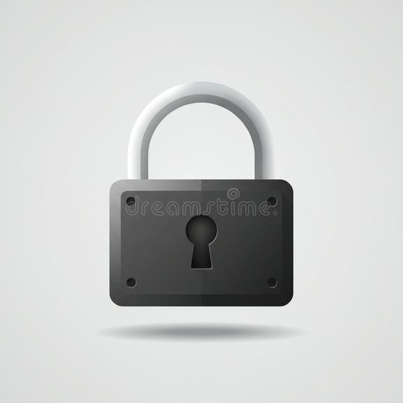 A Digital Illustration of a Padlock Featuring a Black Rectangular Body ...