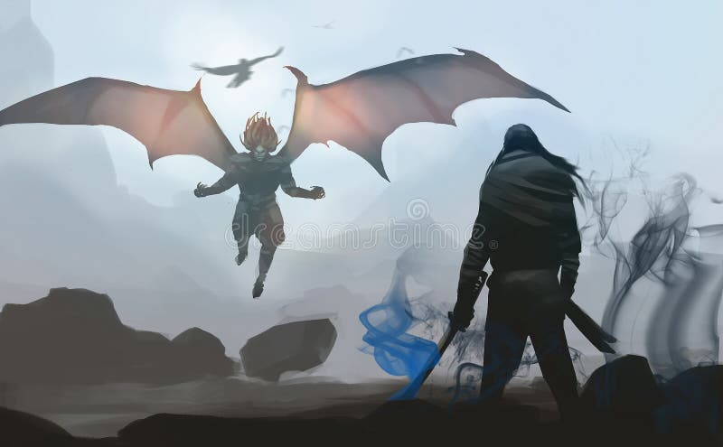 A Samurai Against Last Devil`s Boss, Ready To Fighting Stock ...