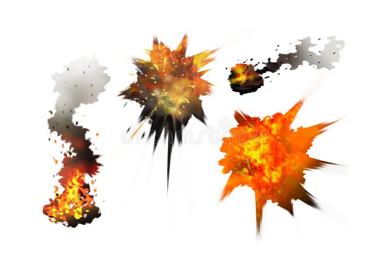 Digital Illustration Painting Explosion, Smoke, Bonfire with Clipping ...