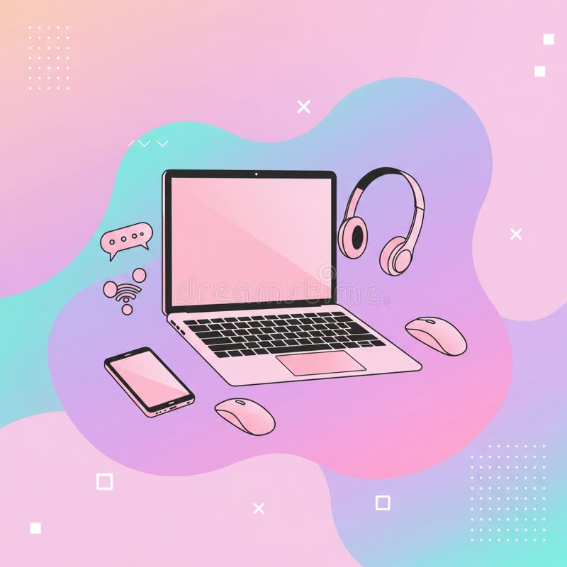 Pink Purple Gradient Headphones Illustration Stock Photos - Free ...