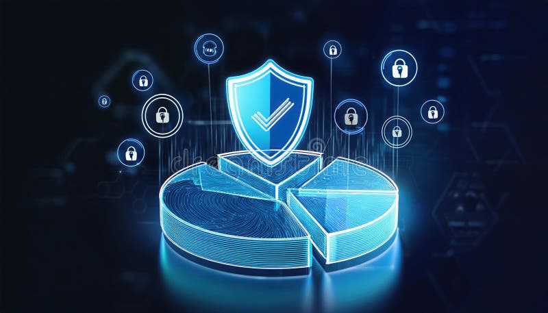 Digital Illustration of a Pie Chart with a Shield, Symbolizing Data ...
