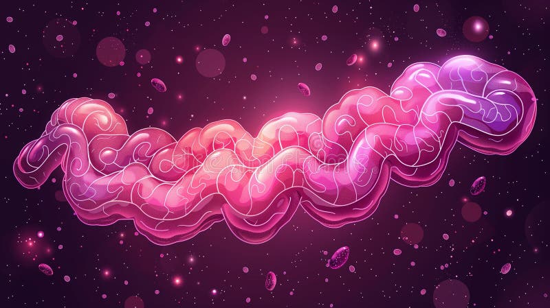 Digital Illustration of a Pink Intestine in Outer Space Stock Photo ...