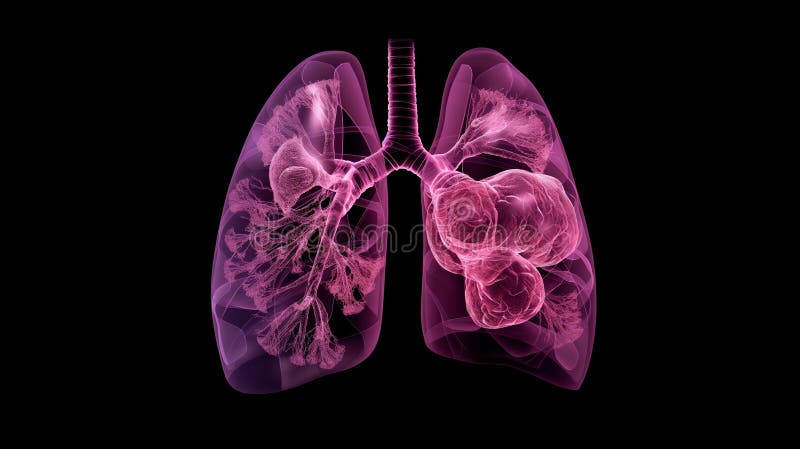 Digital Illustration of Pink Lungs with Detailed Internal Structures ...
