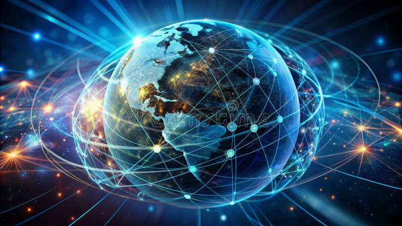 A Digital Illustration of Planet Earth with a Glowing Network of ...