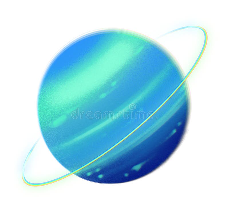 Uranus White Background Digital Illustration Planets. Uranus Planet On