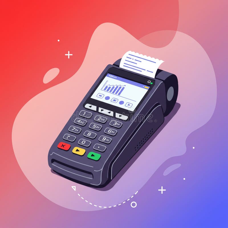A Digital Illustration of a Portable Point-of-sale (POS) Terminal ...