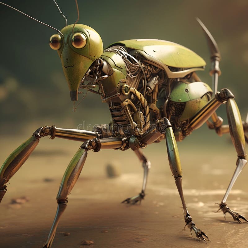 Digital Illustration of a Praying Mantis Robot Stock Illustration ...