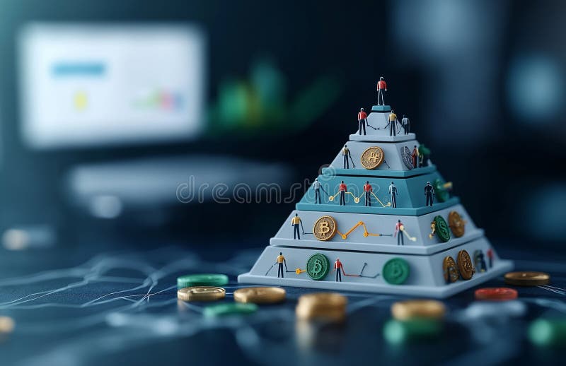 Digital Illustration of Pyramid Structure Representing Cryptocurrency ...