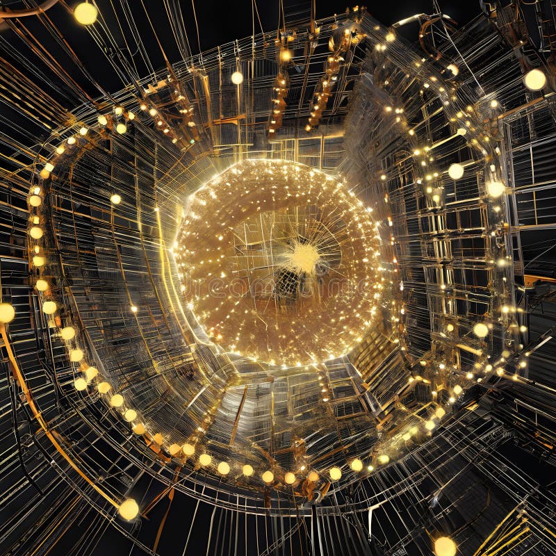 A Digital Illustration of a Quantum Structure with Lights. Stock Image ...
