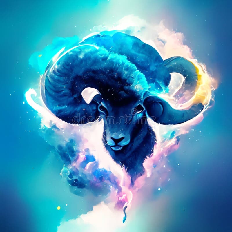 Illustration of a Ram with Fire in the Background - Digital Painting AI ...