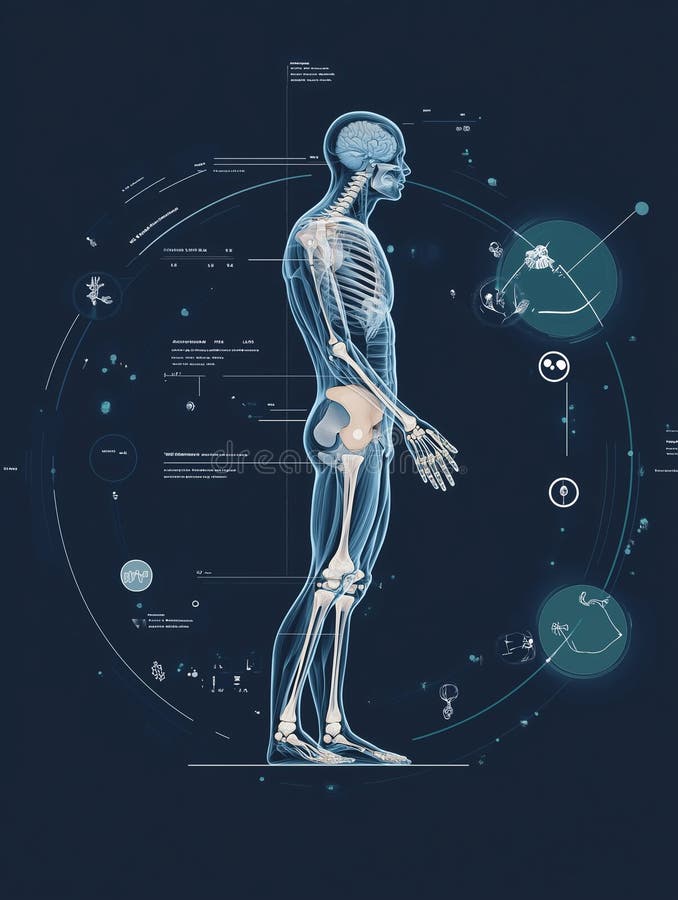 Digital Illustration of X Ray Style Human Body Showcasing Anatomical ...