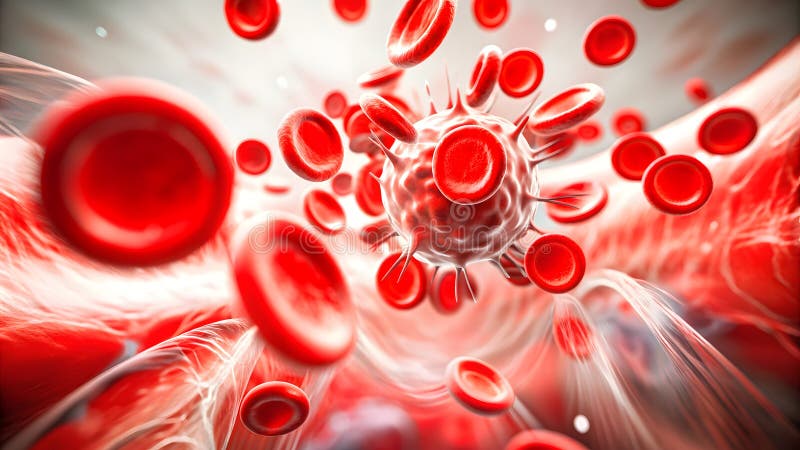 Digital Illustration of Red Blood Cells in Colour Background. 3D ...