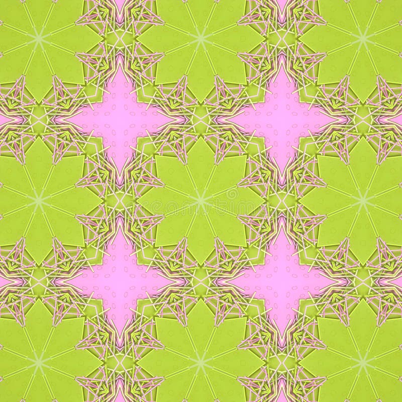 Digital Illustration of Repeating Patterns in Light Green and Pink. 3d ...